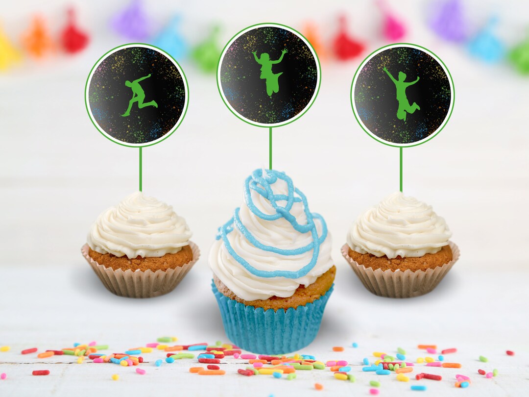 Cupcake Toppers Trampoline Park Birthday Invitation, Trampoline Party ...