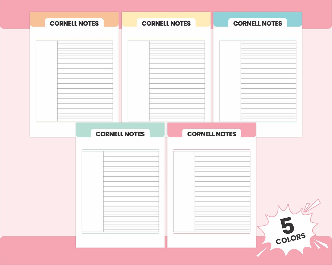 Printable College Student Cornell Study Notes, PDF Lined Notes Taking ...