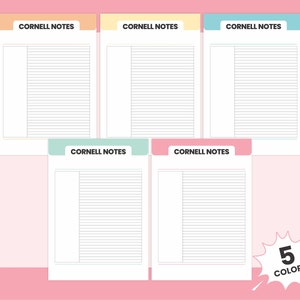 Printable College Student Cornell Study Notes, PDF Lined Notes Taking ...