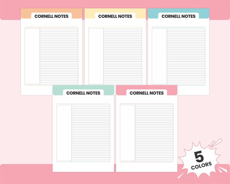 Printable College Student Cornell Study Notes, PDF Lined Notes Taking ...