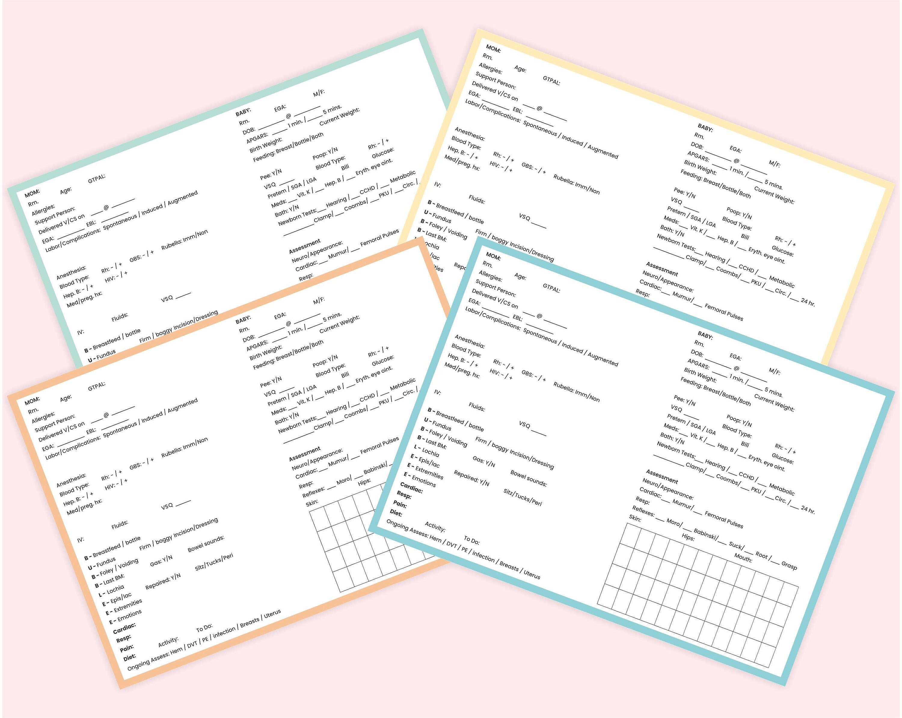 Printable Maternity Postpartum Nursing Report Sheet PDF Template ...