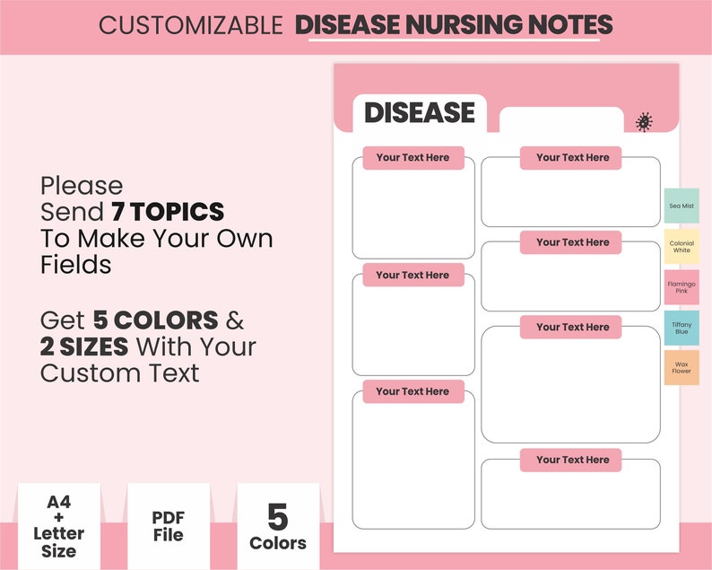 Personalizable Disease Nursing Notes Printable Template, Instant ...