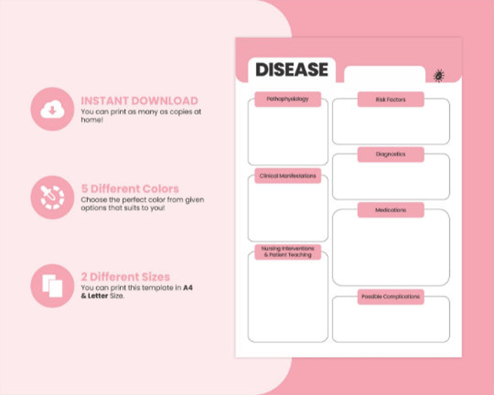 Printable Disease Nursing Tracking Sheet Digital Disease - Etsy Ireland