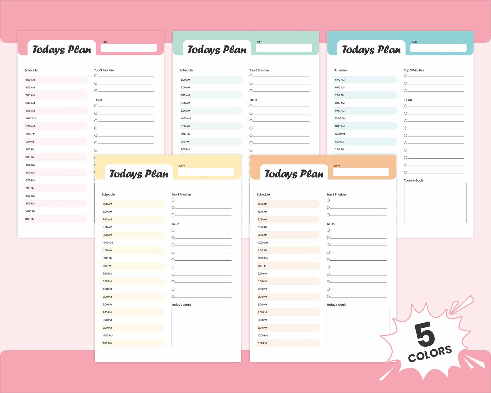 Printable A4 Day Planner 2022, Todays Plan Templat, Pdf Work Plans ...