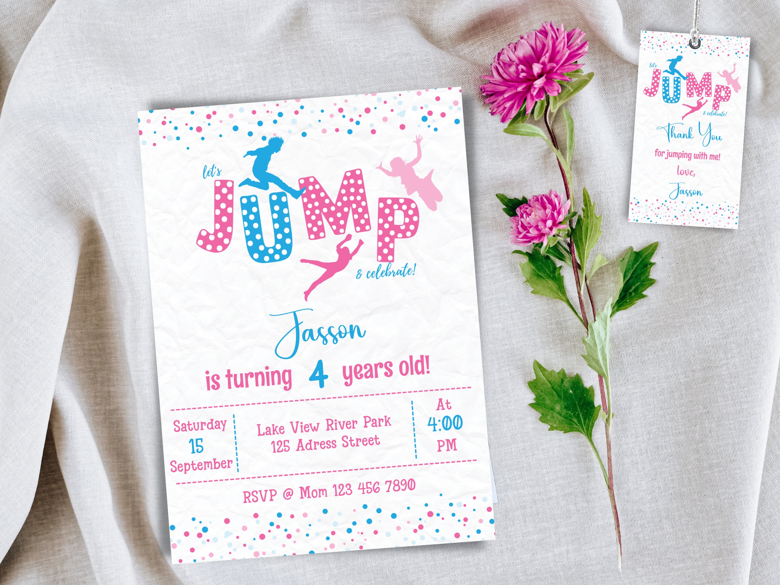 Trampoline Park Birthday Invitation, Trampoline Party, Jump Birthday ...