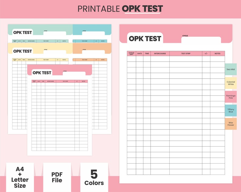 Printable Ovulation Test Sheet, Medical OPK Test PDF to Keep Record ...