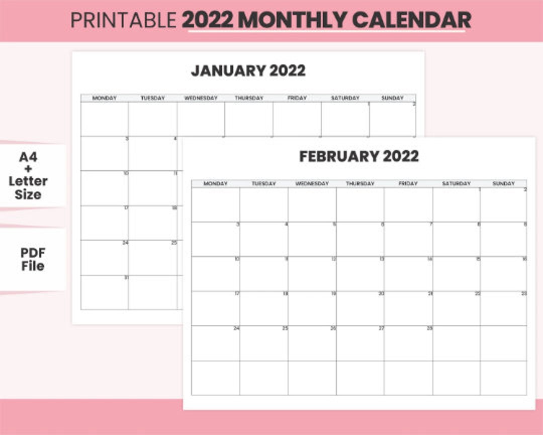 Printable 2022 Mini Desk Calendar for Small Business, 12 Months ...