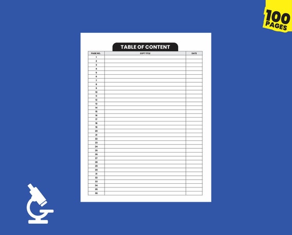 Book Table Of Contents Template