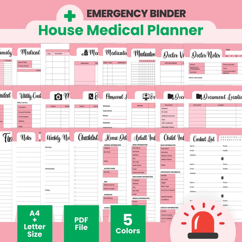 Family Emergency Binder Printable - Etsy