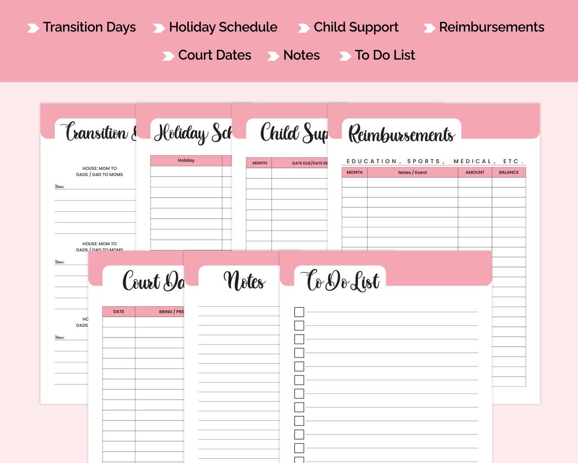Printable Co-parenting Planner, Single Parent Divorce Planning Binder ...