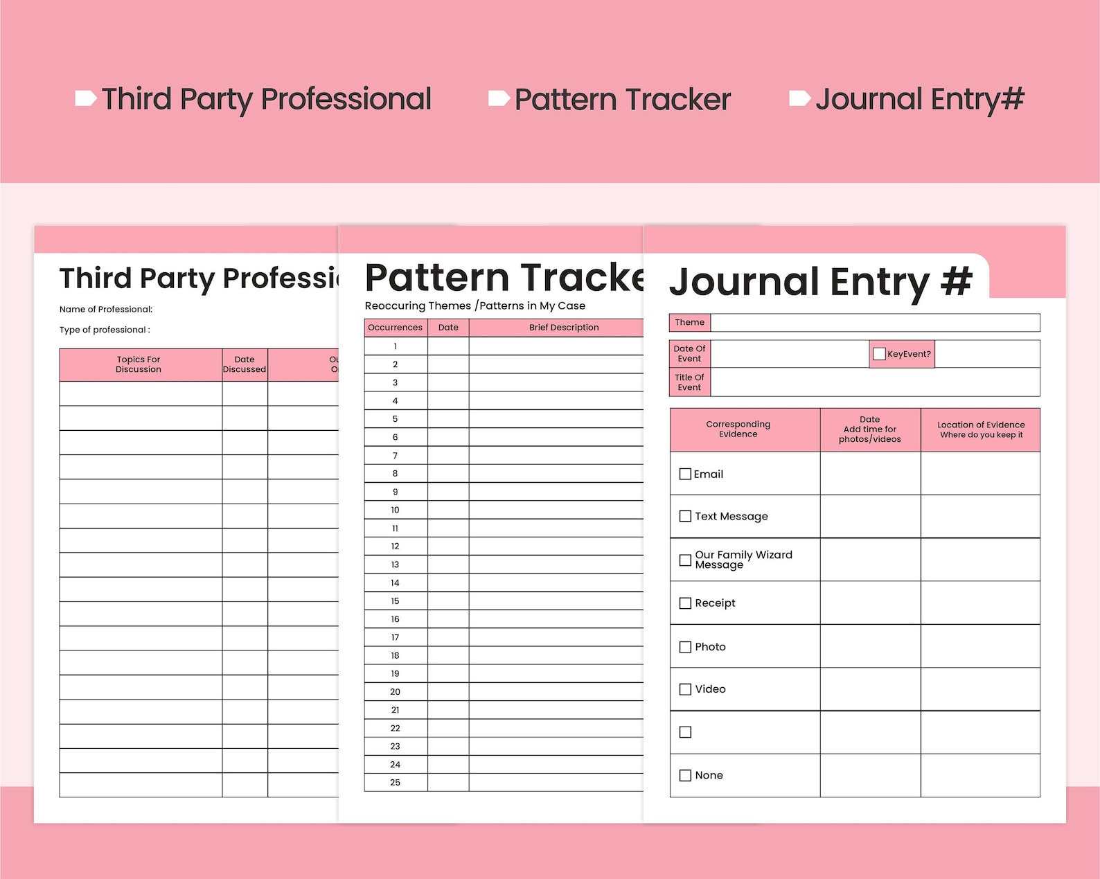 Printable Single Parent Child Custody Case Planner Co Parenting ...