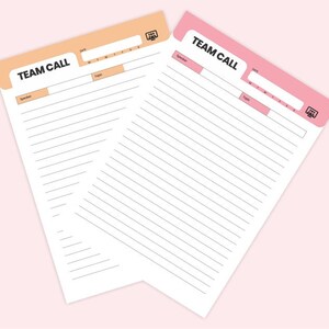 Printable Business Team Call Sheets Digital Zoom & Google Meeting Call ...