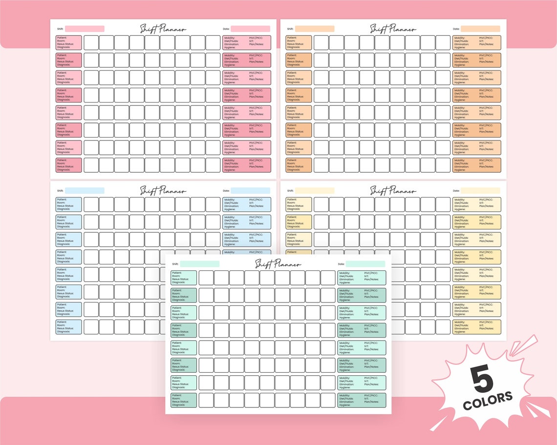 Printable Nursing Shift Planner Digital Registered Student Nurse Daily ...