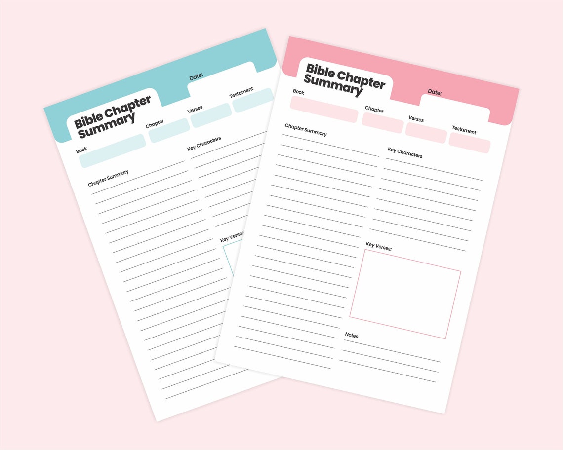 Printable Bible Chapter Summary, A4 Bible Chapter Study Notes, Bible ...