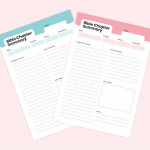 Printable Bible Chapter Summary, A4 Bible Chapter Study Notes, Bible ...