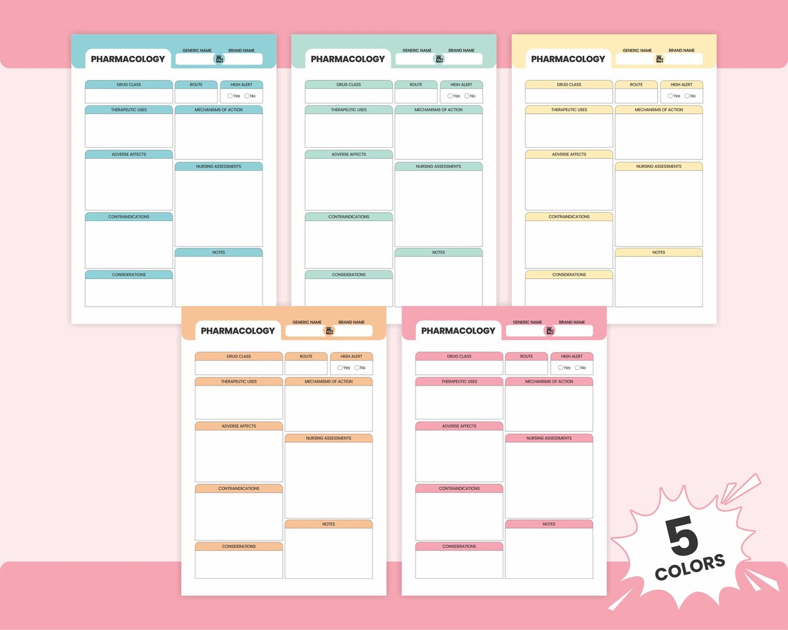 Printable Medical Nursing Pharmacology Notes Pdf Template, Nursing ...