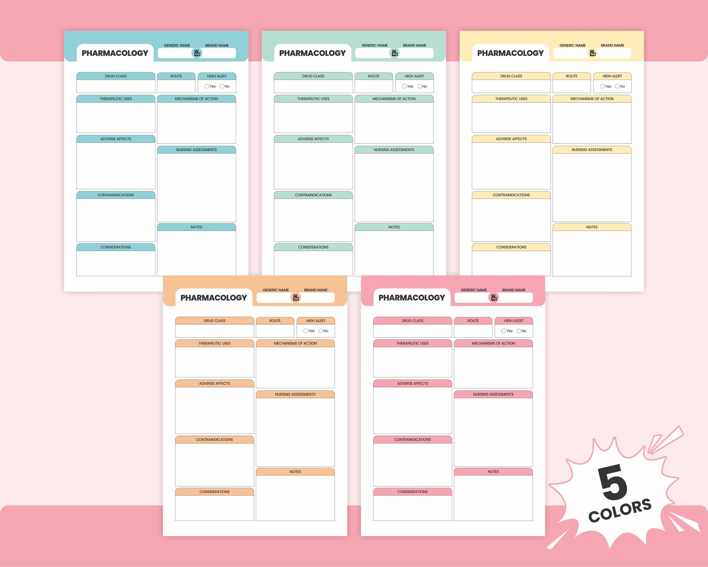 Printable Medical Nursing Pharmacology Notes Pdf Template, Nursing ...