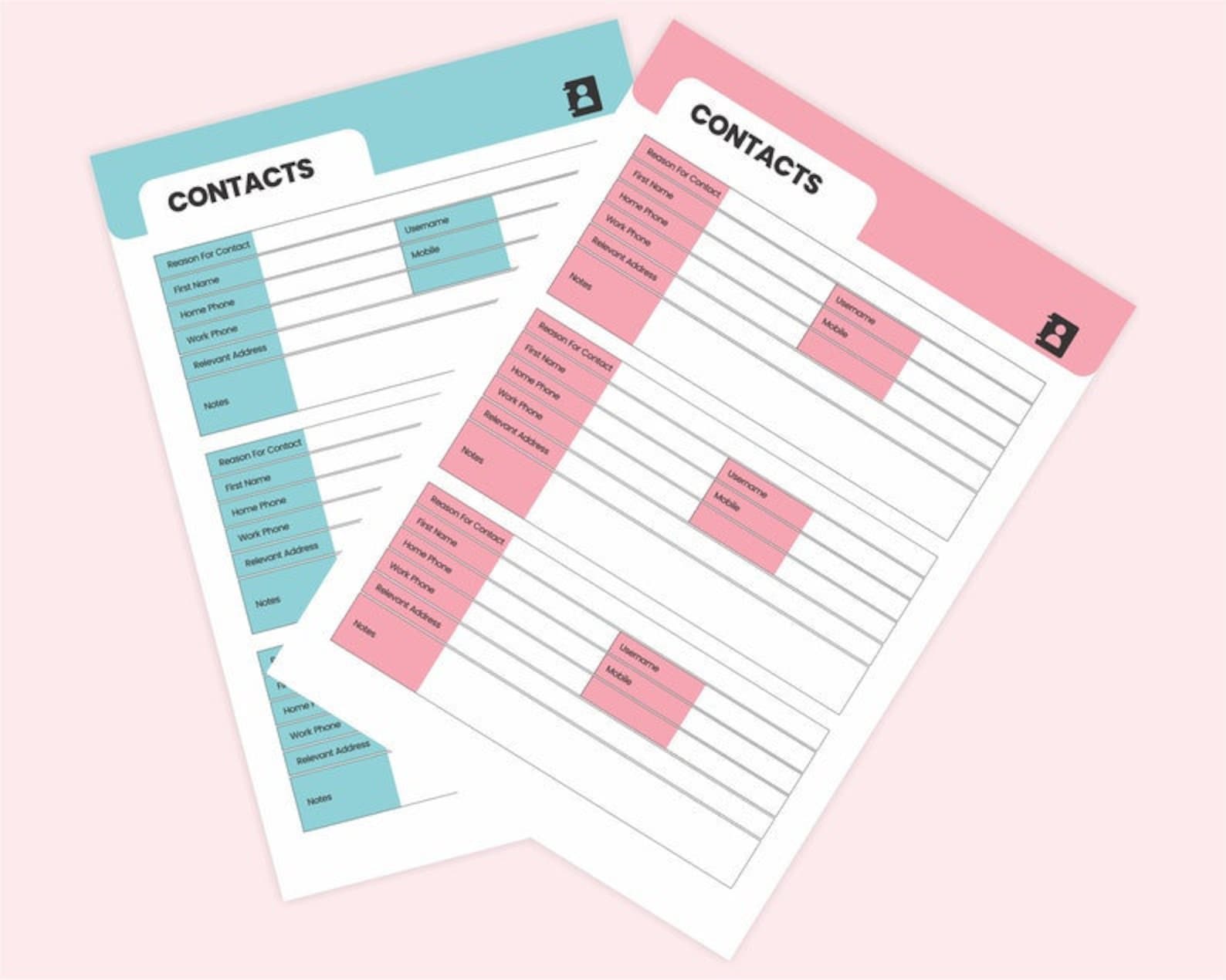 Printable Contact List Template PDF Address Book A4 and Letter Size ...