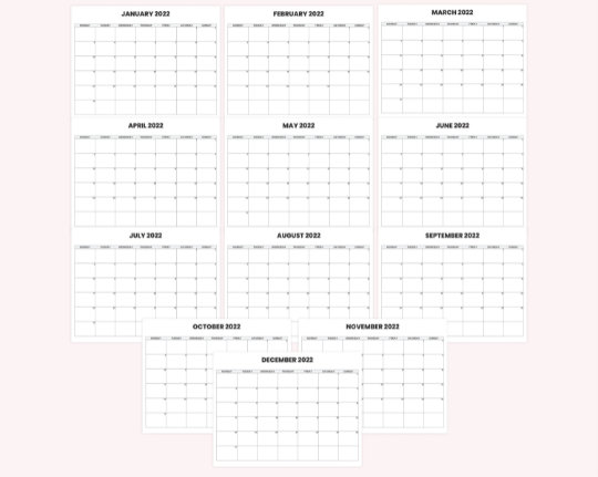 Printable 2022 Mini Desk Calendar for Small Business, 12 Months ...