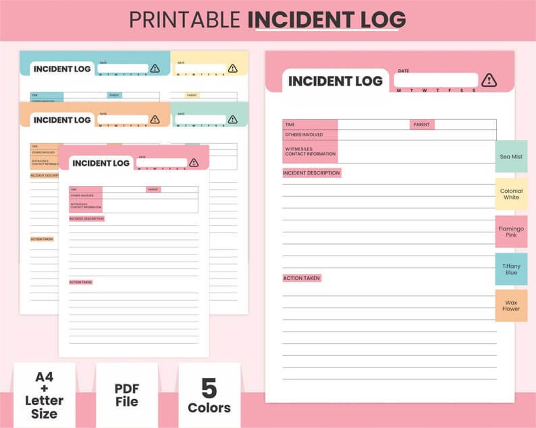Printable Incident Report Tracking Sheet, Digital Reporting Planner ...