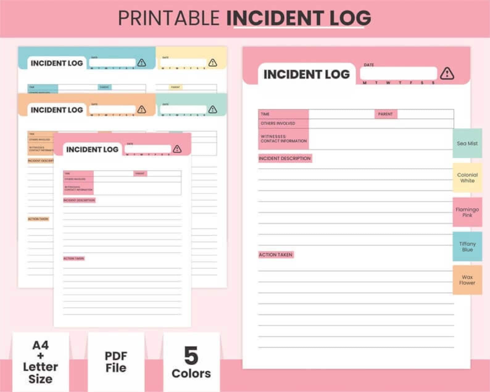 Printable Incident Report Tracking Sheet, Digital Reporting Planner ...