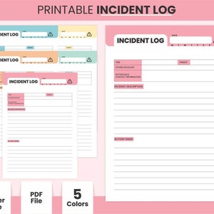 Printable Incident Report Tracking Sheet, Digital Reporting Planner ...
