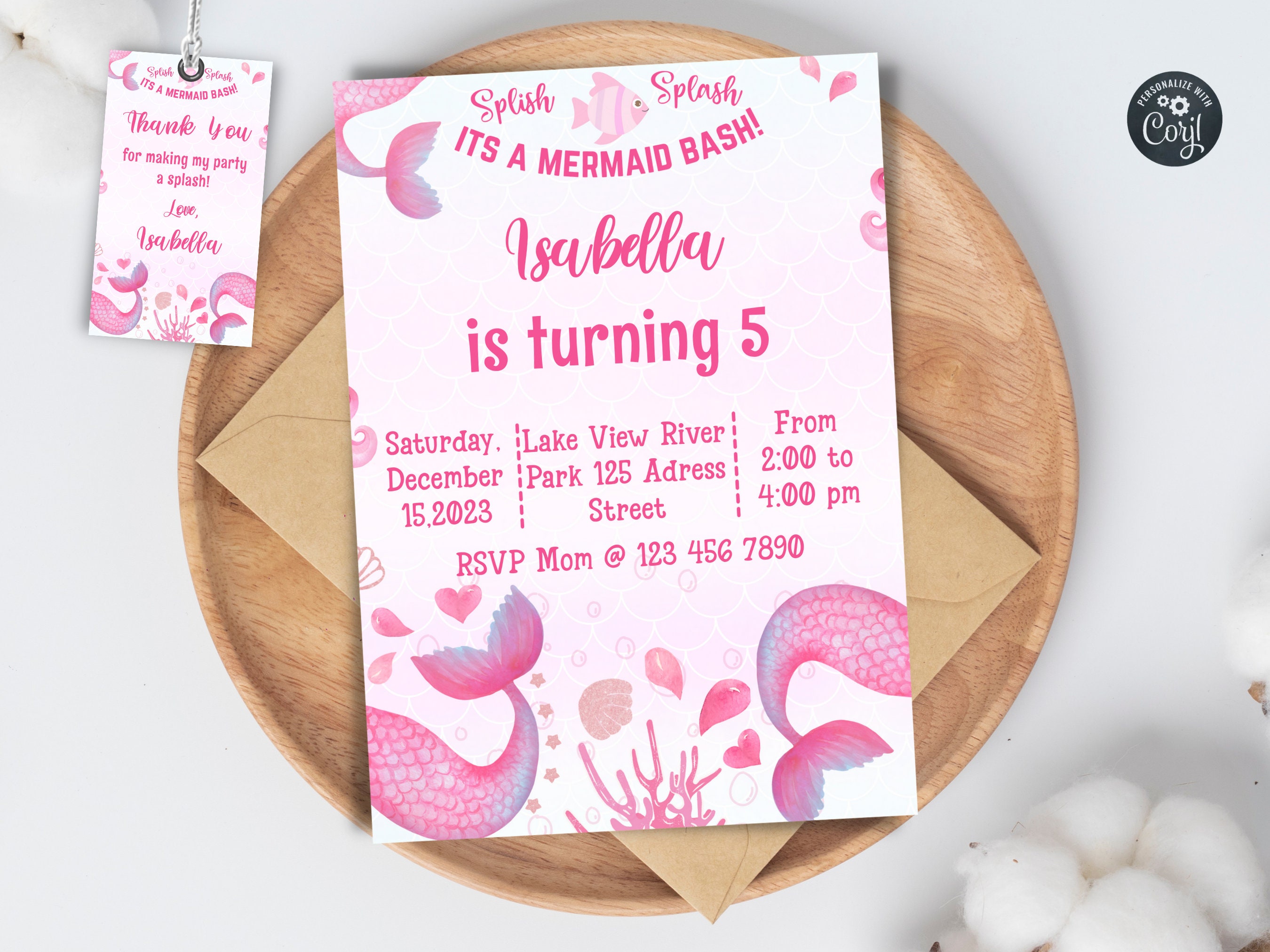 Editable Mermaid Birthday Invitation, Printable Mermaid Invitation ...