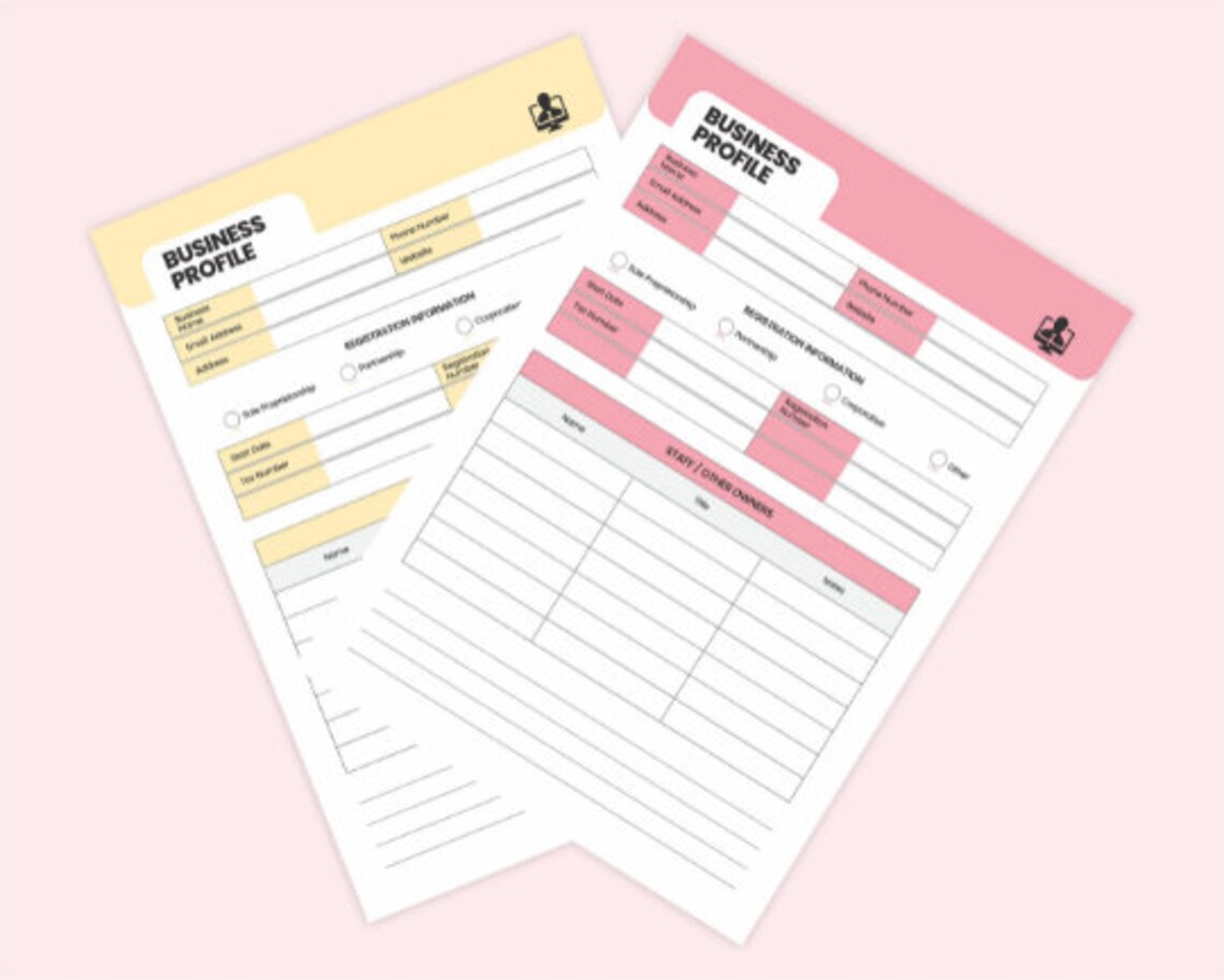 Printable Business Profile Sheet Digital Small Business Registration ...