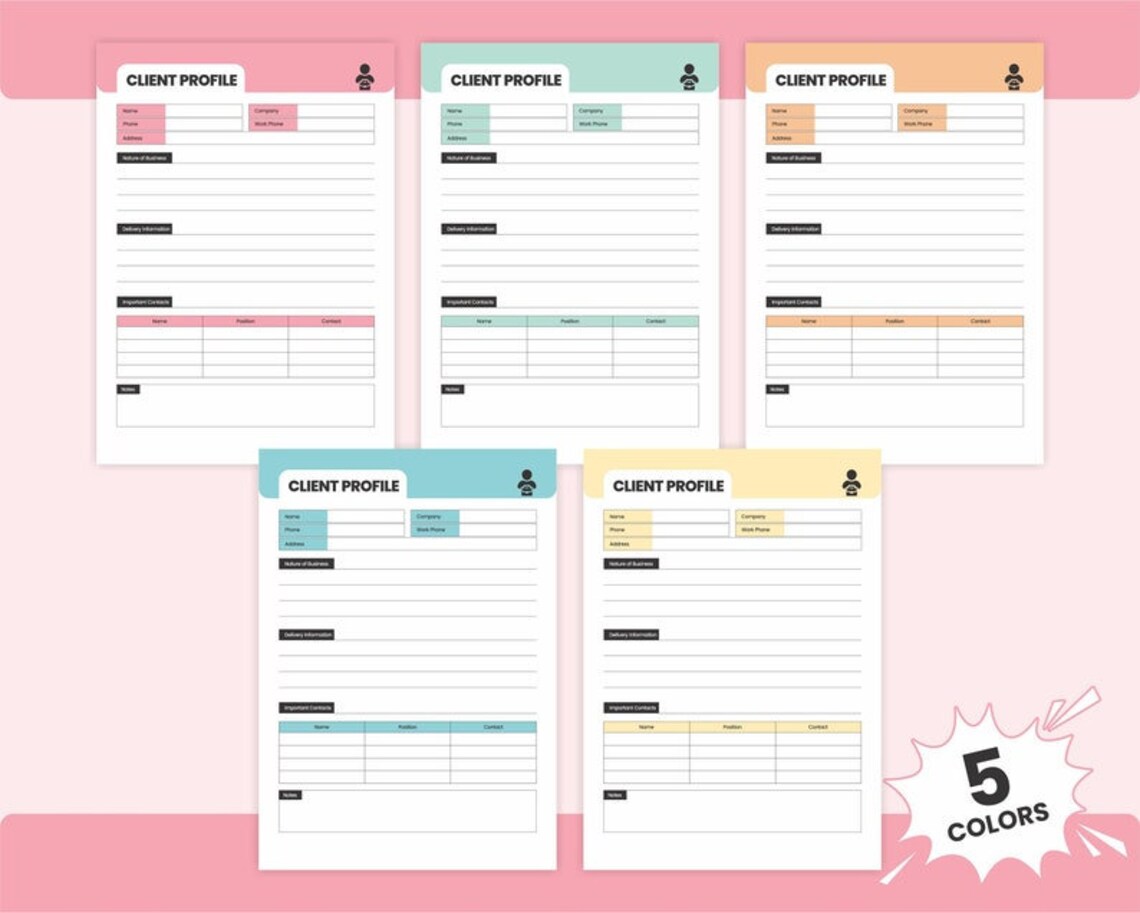 Printable Ideal Client Profile Digital B2B Client Record Book A4 ...