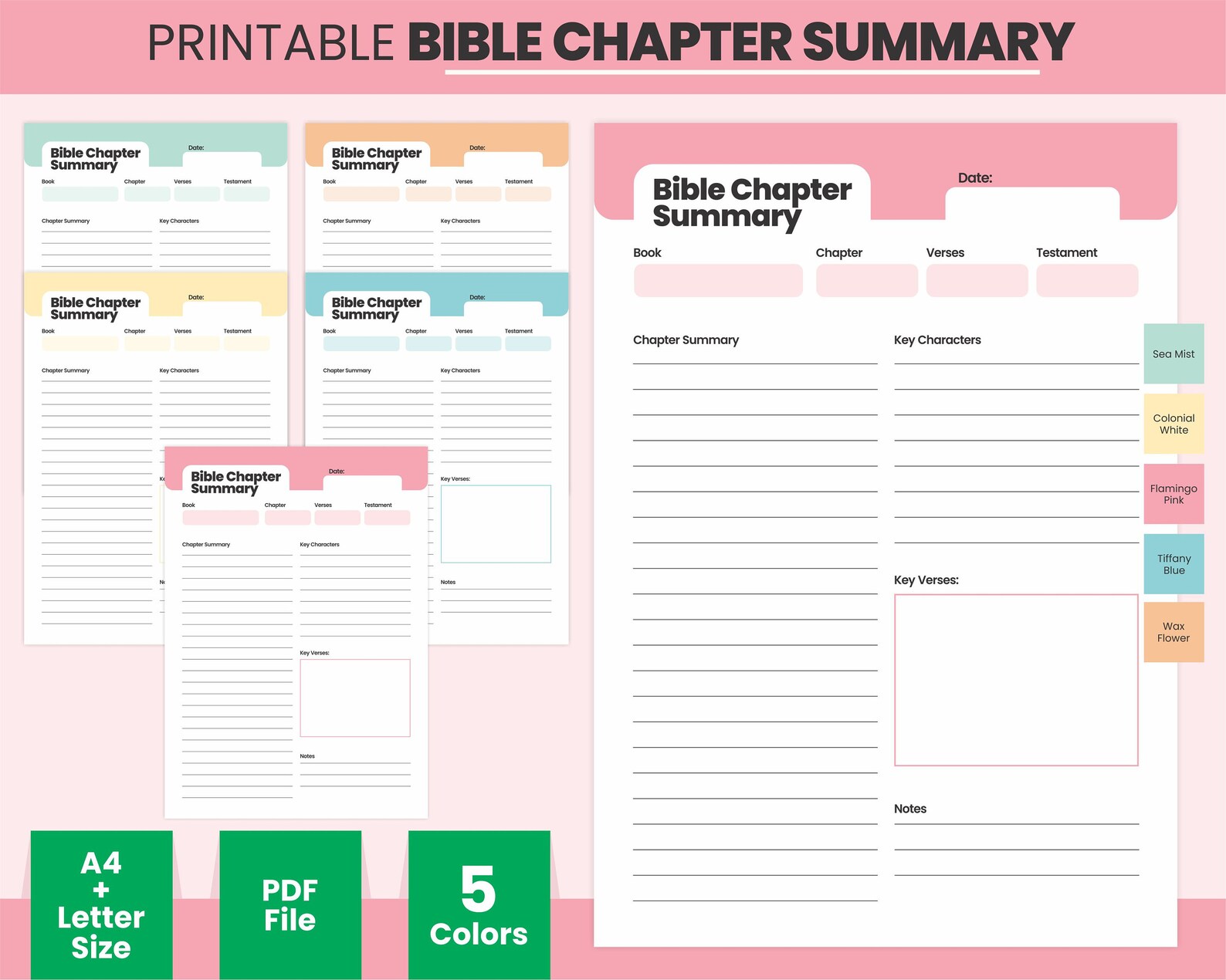 Printable Bible Chapter Summary, A4 Bible Chapter Study Notes, Bible ...
