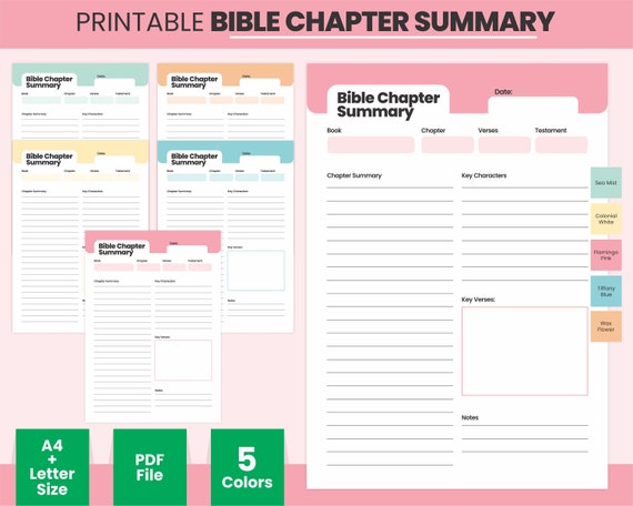 Printable Bible Chapter Summary A4 Bible Chapter Study Notes | Etsy