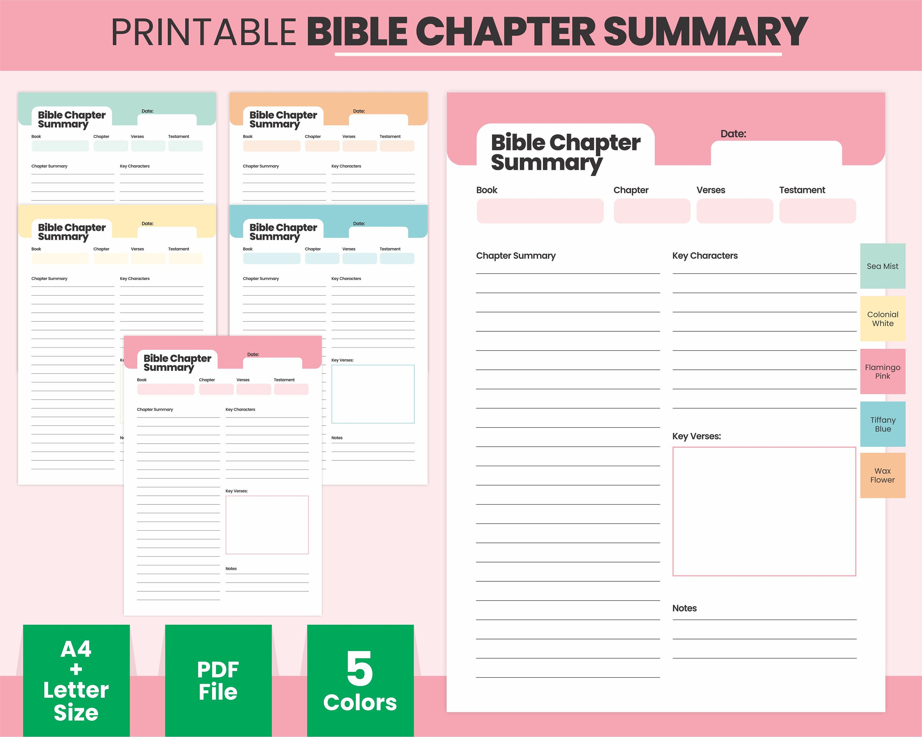 Printable Bible Chapter Summary, A4 Bible Chapter Study Notes, Bible ...
