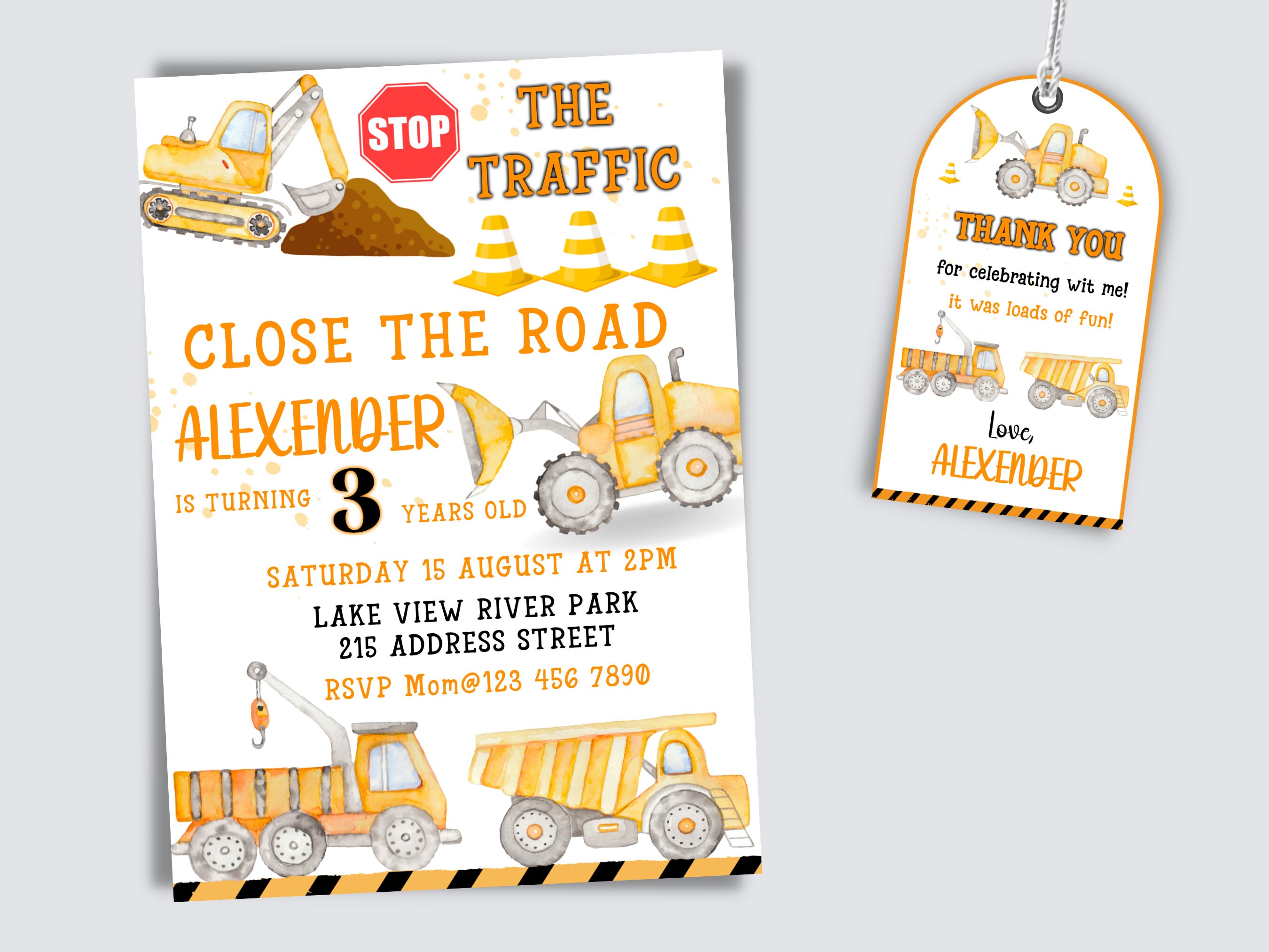 Construction Birthday Party Invitation, Editable Construction ...