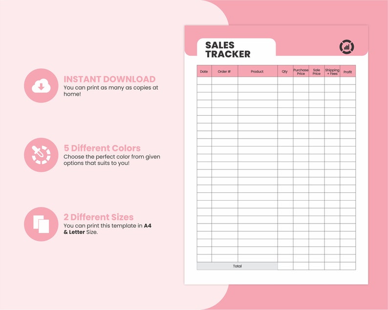 Printable Online Business Sales Tracking Sheet, Digital Small Business ...