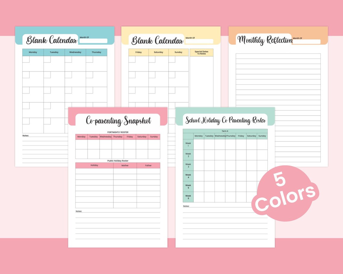 Printable Custody Court Preparation Tracker, Single Parent Child ...