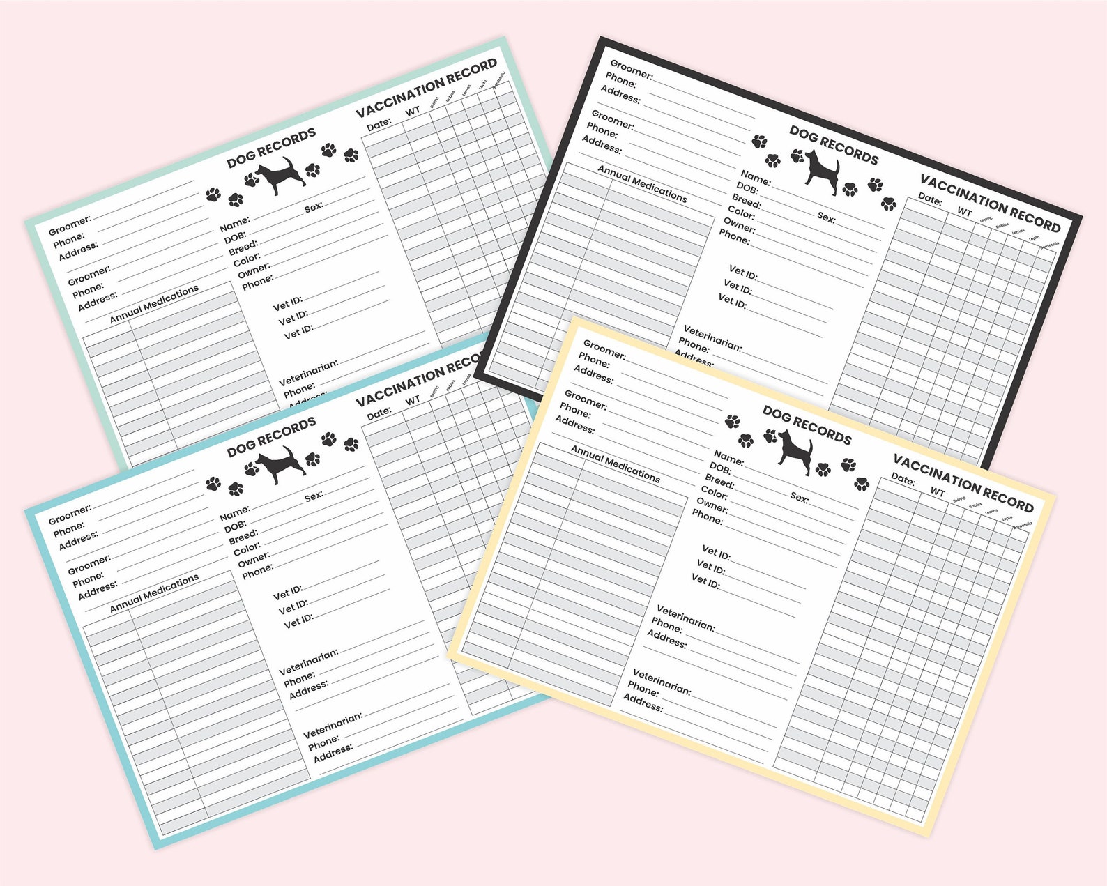 Printable Daily Dog Records Book, Digital Dog Information Tracking ...