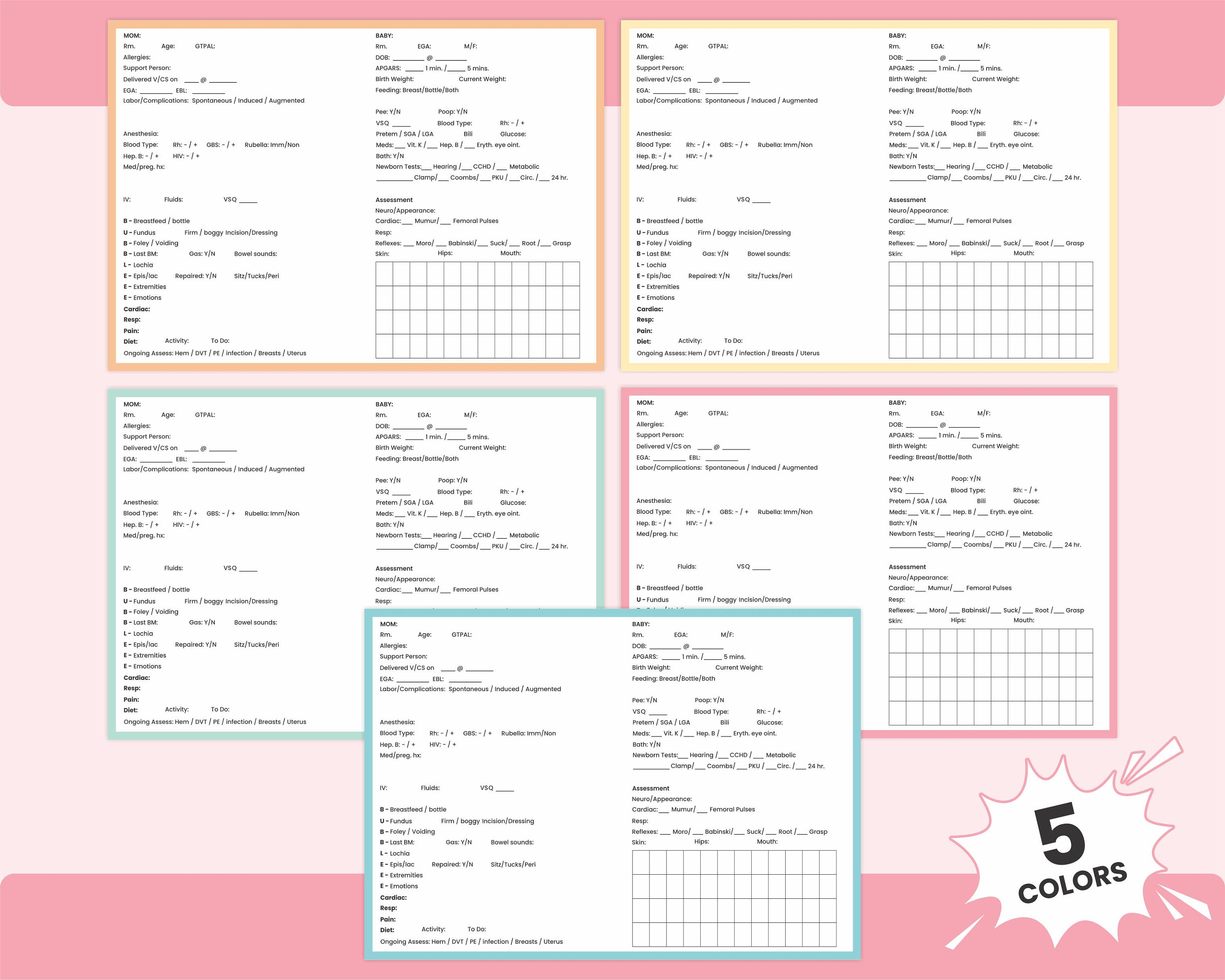 Printable Maternity Postpartum Nursing Report Sheet PDF Template ...