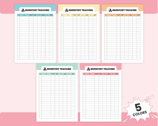 Printable Inventory Tracking Page Digital PDF Template, Small Business ...