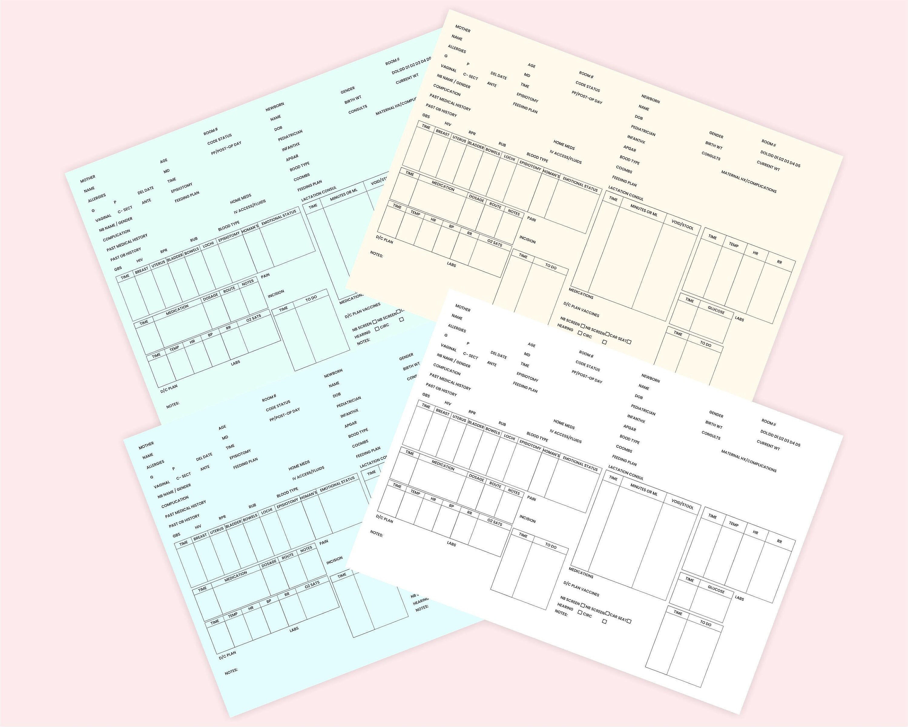 Printable 1 Patient Maternity Postpartum Nursing Report Sheet, Digital ...