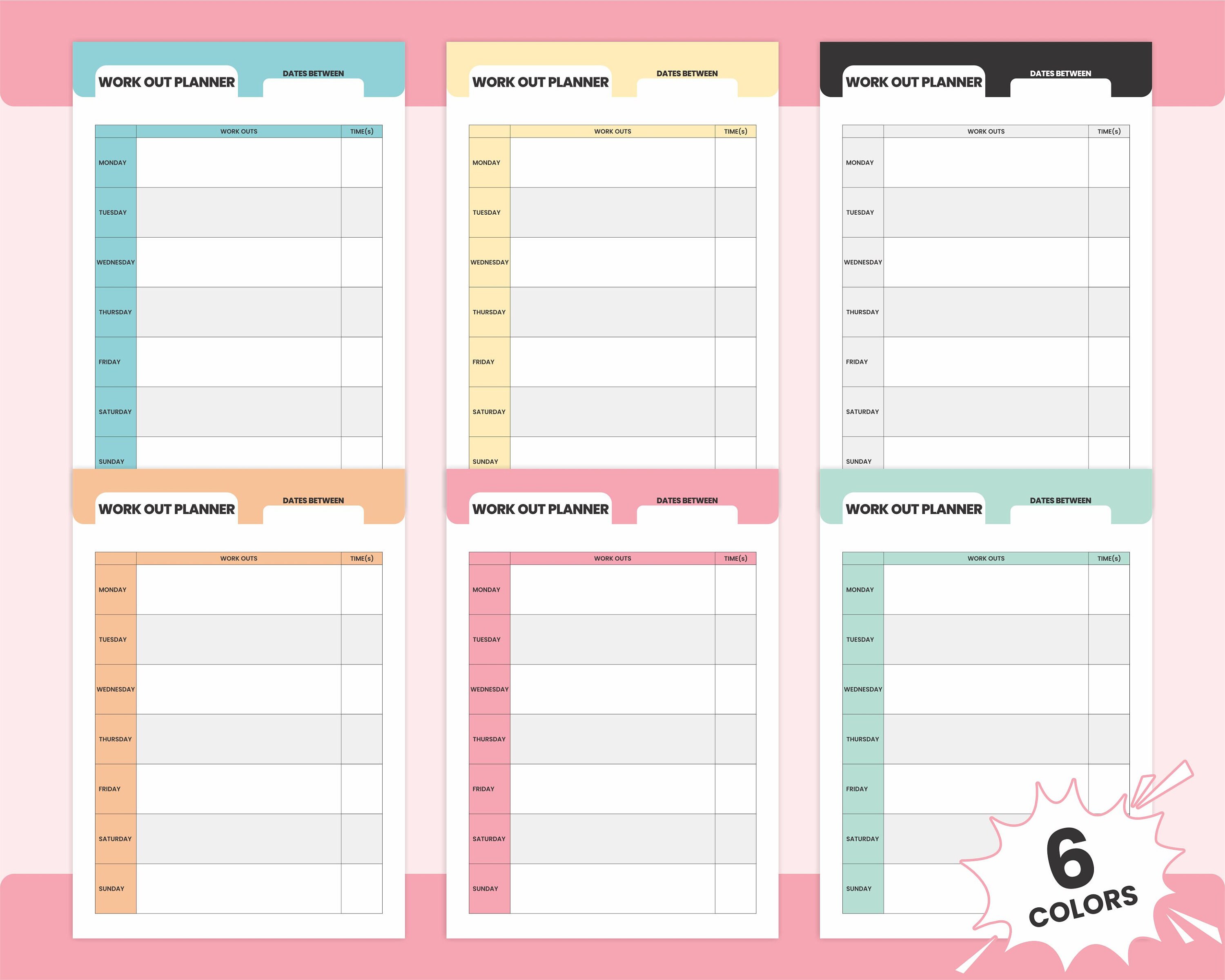 Printable Workout Tracking Sheets, Weekly Exercise Planner, Daily ...