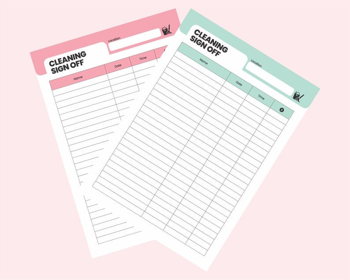 Printable Daily Business Cleaning Sign-off Sheet Digital Download ...