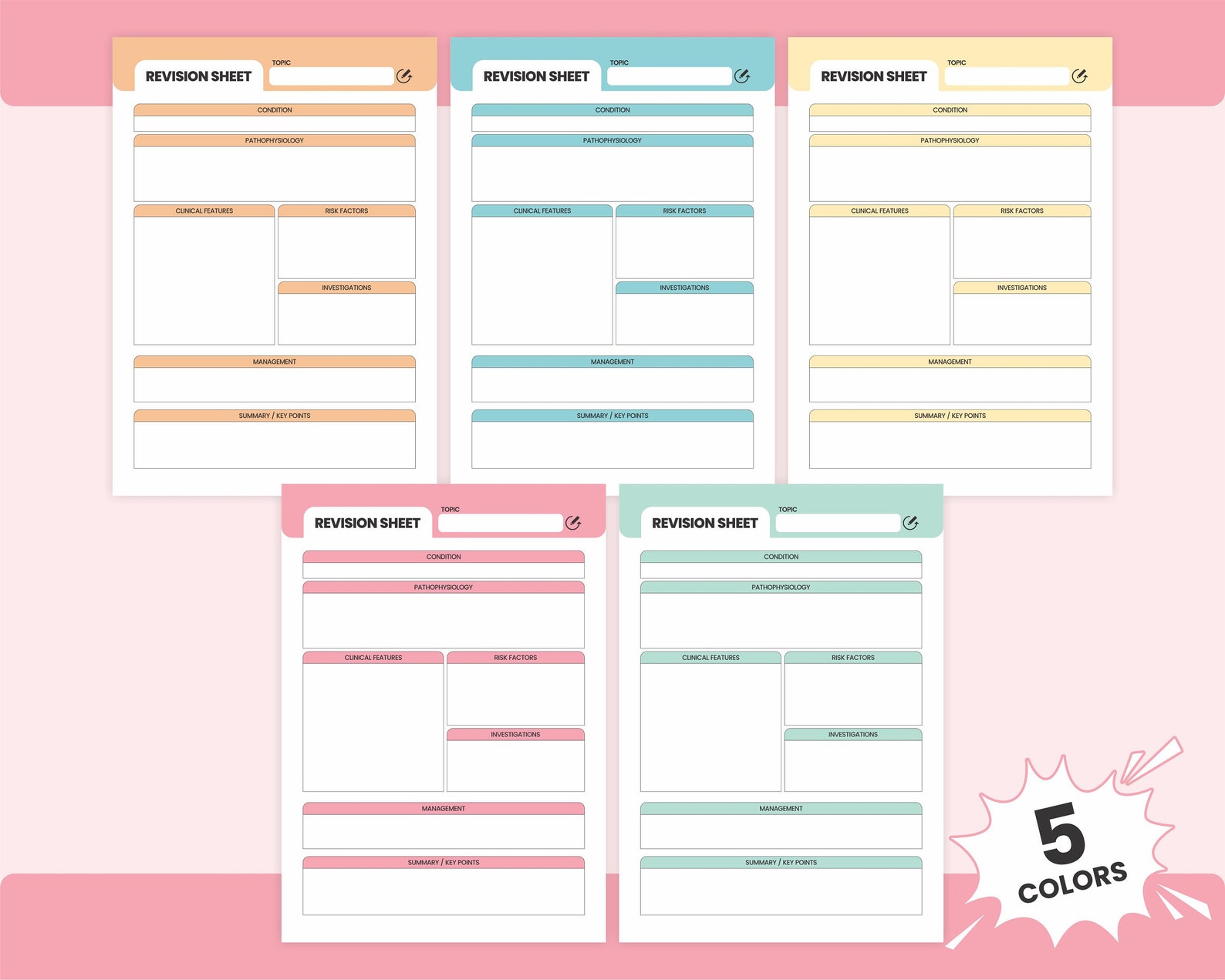 Printable Medical Revision PDF Sheet Digital Nursing Student - Etsy