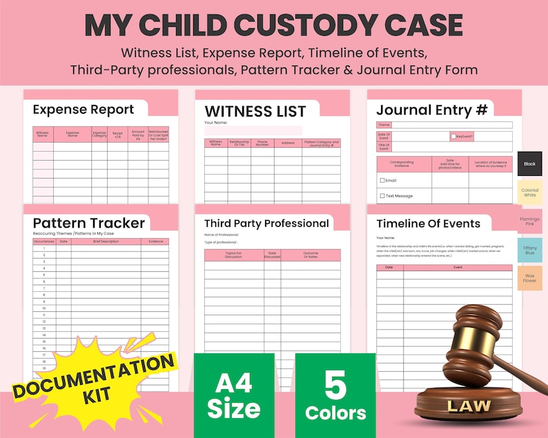 Printable Single Parent Child Custody Case Planner Co Parenting ...