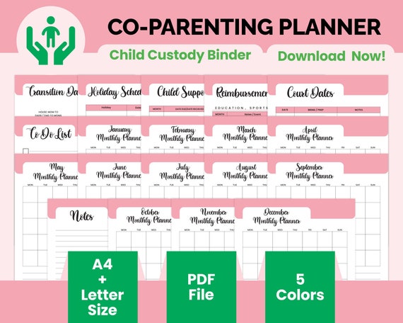 Printable Co parenting Planner Single Parent Divorce Planning Binder Custody Calendar Child Custody Schedule Preparation Journal Etsy UK