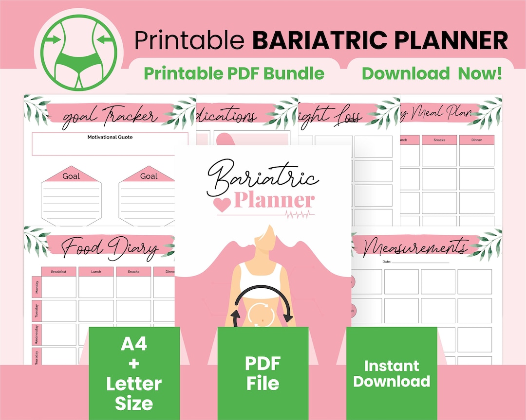 Printable Bariatric Planner, Gastric Sleeve Tracker, Bariatric Surgery ...