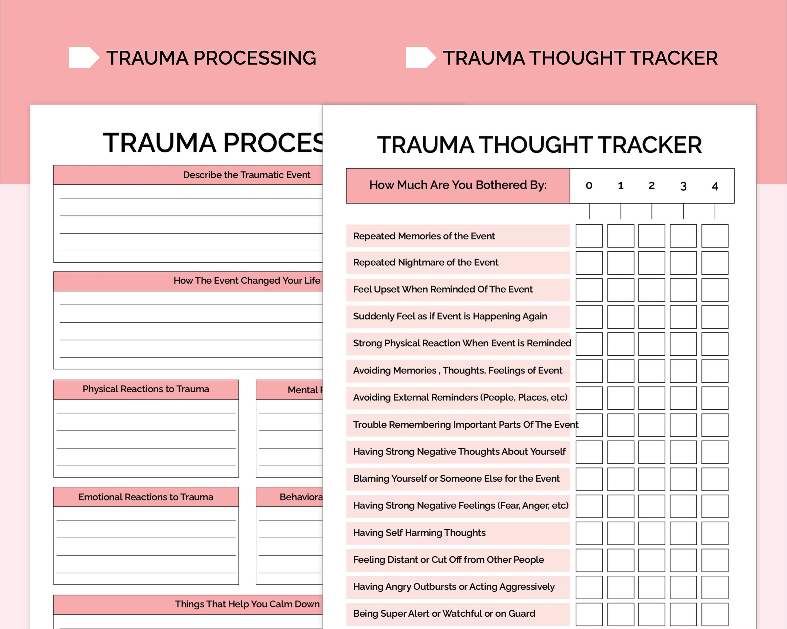 Trauma Processing Journal, Daily Thought Processing Tracker, Mental ...