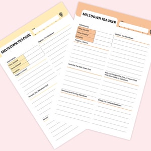 Printable Meltdown Tracker, Autism Planner, Adhd Workbook, Behavioural ...