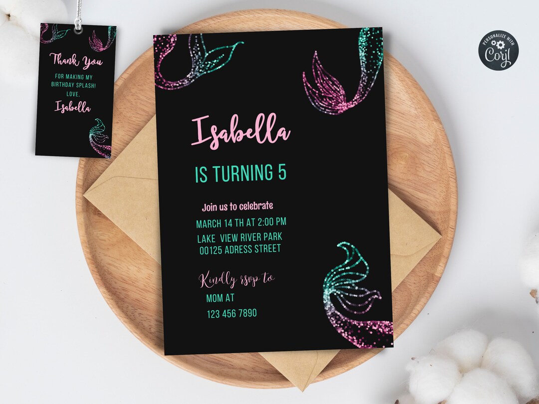 Editable Mermaid Birthday Invitation, Printable Mermaid Invitation ...