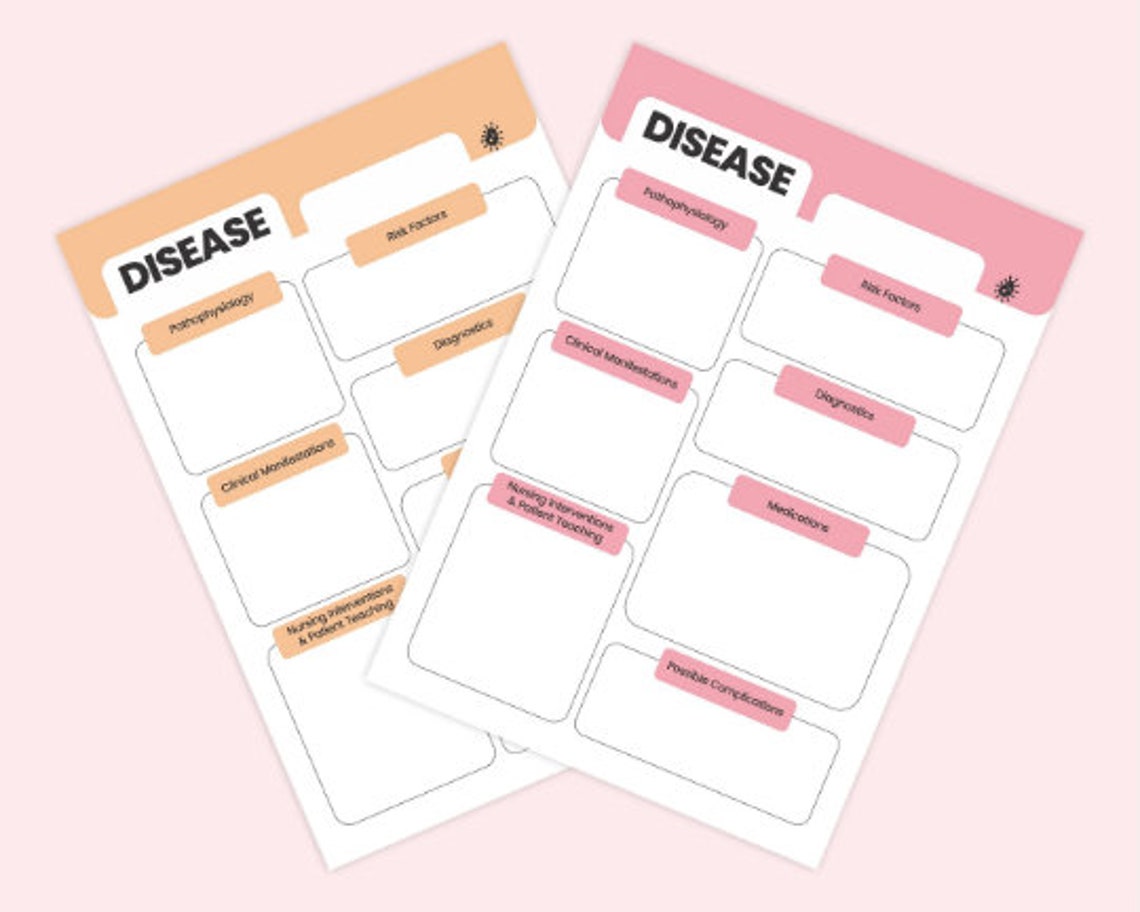 Printable Disease Nursing Tracking Sheet, Digital Disease Notes ...