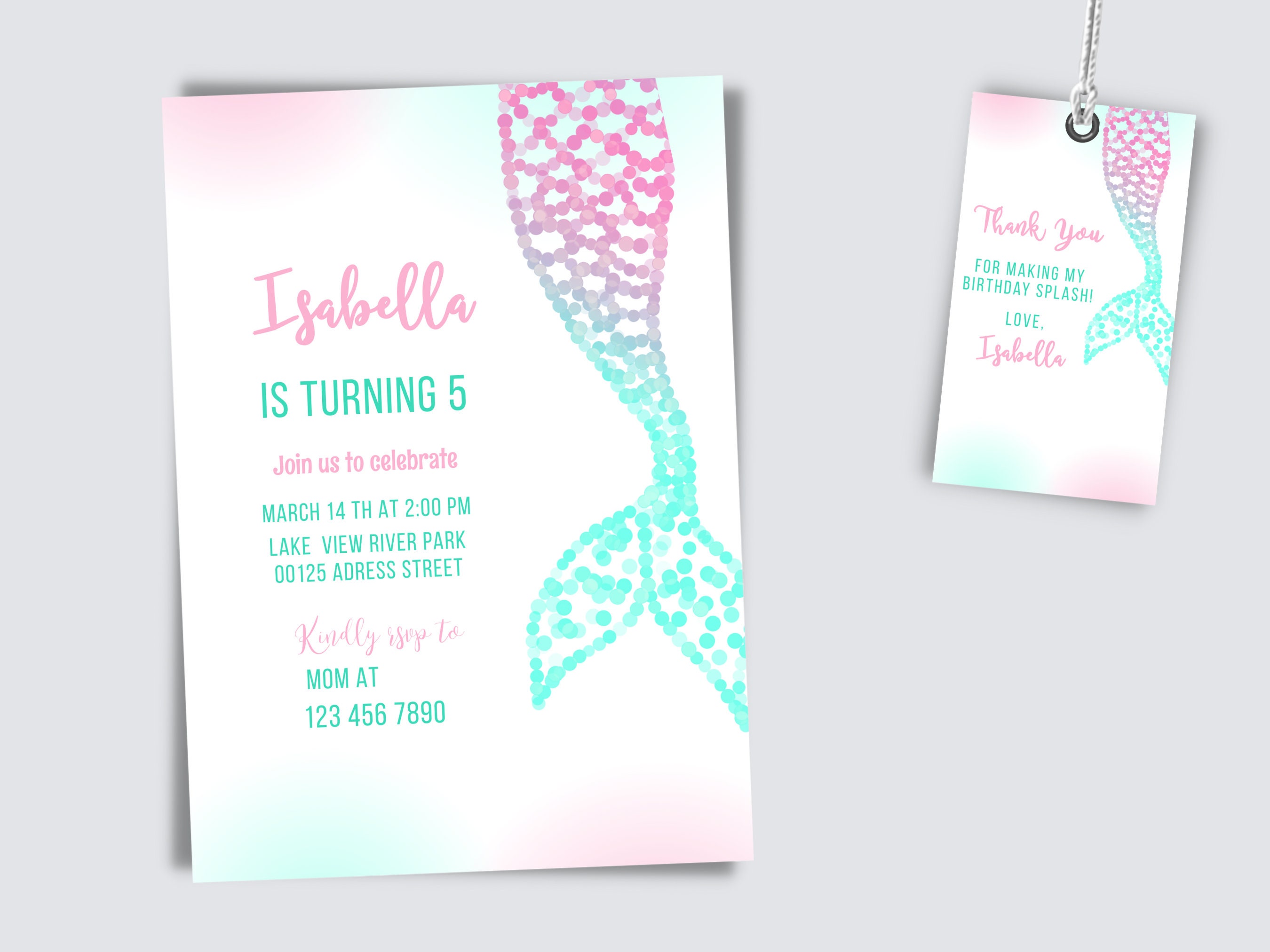 Editable Mermaid Birthday Invitation, Printable Mermaid Invitation ...